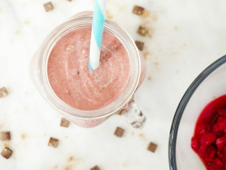 Best tasting chocolate raspberry protein shake recipe - No Fuss Kitchen