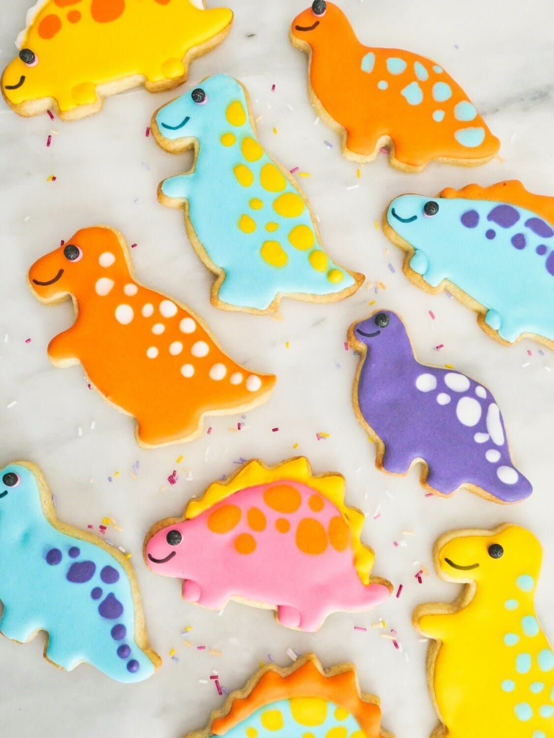 Whimsical Decorated Dinosaur Cookies - No Fuss Kitchen