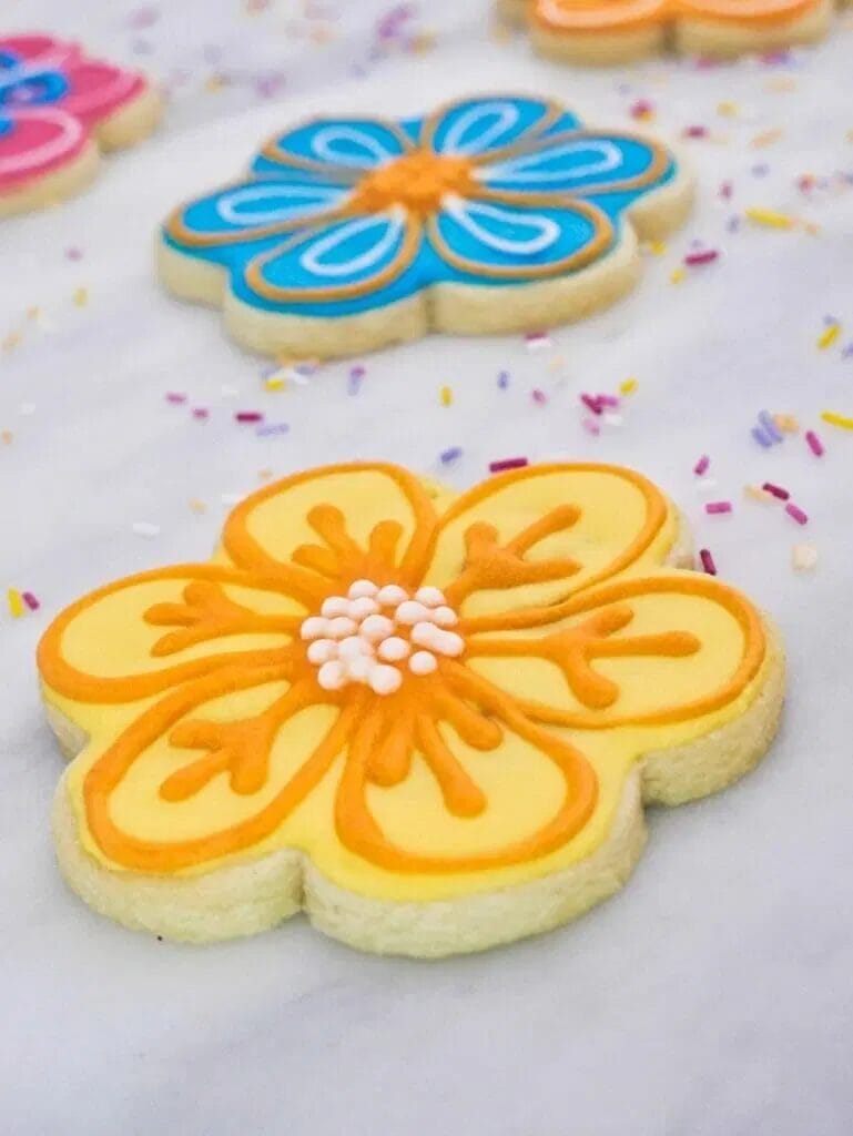 Cute Decorated Flower Cookies with Royal Icing - No Fuss Kitchen