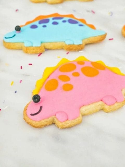 Whimsical Decorated Dinosaur Cookies - No Fuss Kitchen